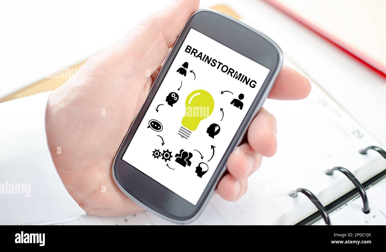 Brainstorming concept shown on a smartphone screen Stock Photo - Alamy