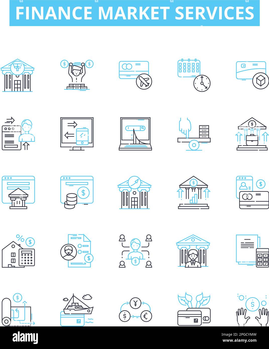 Finance market services vector line icons set. Funding, Banking ...
