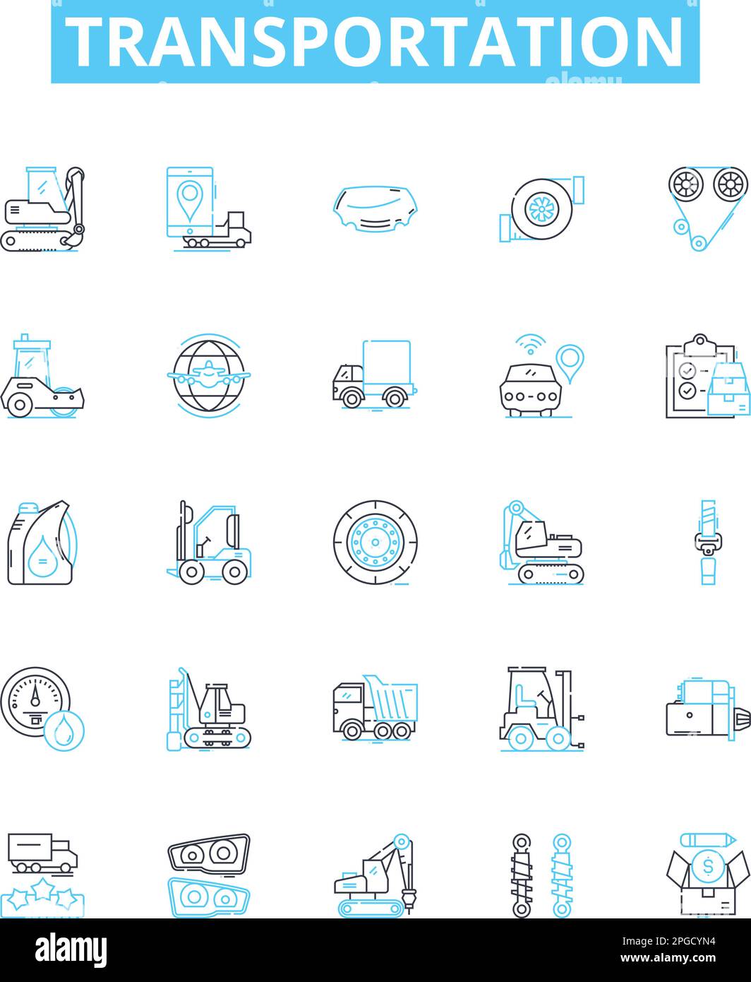 Transportation vector line icons set. Travel, Transit, Freight ...