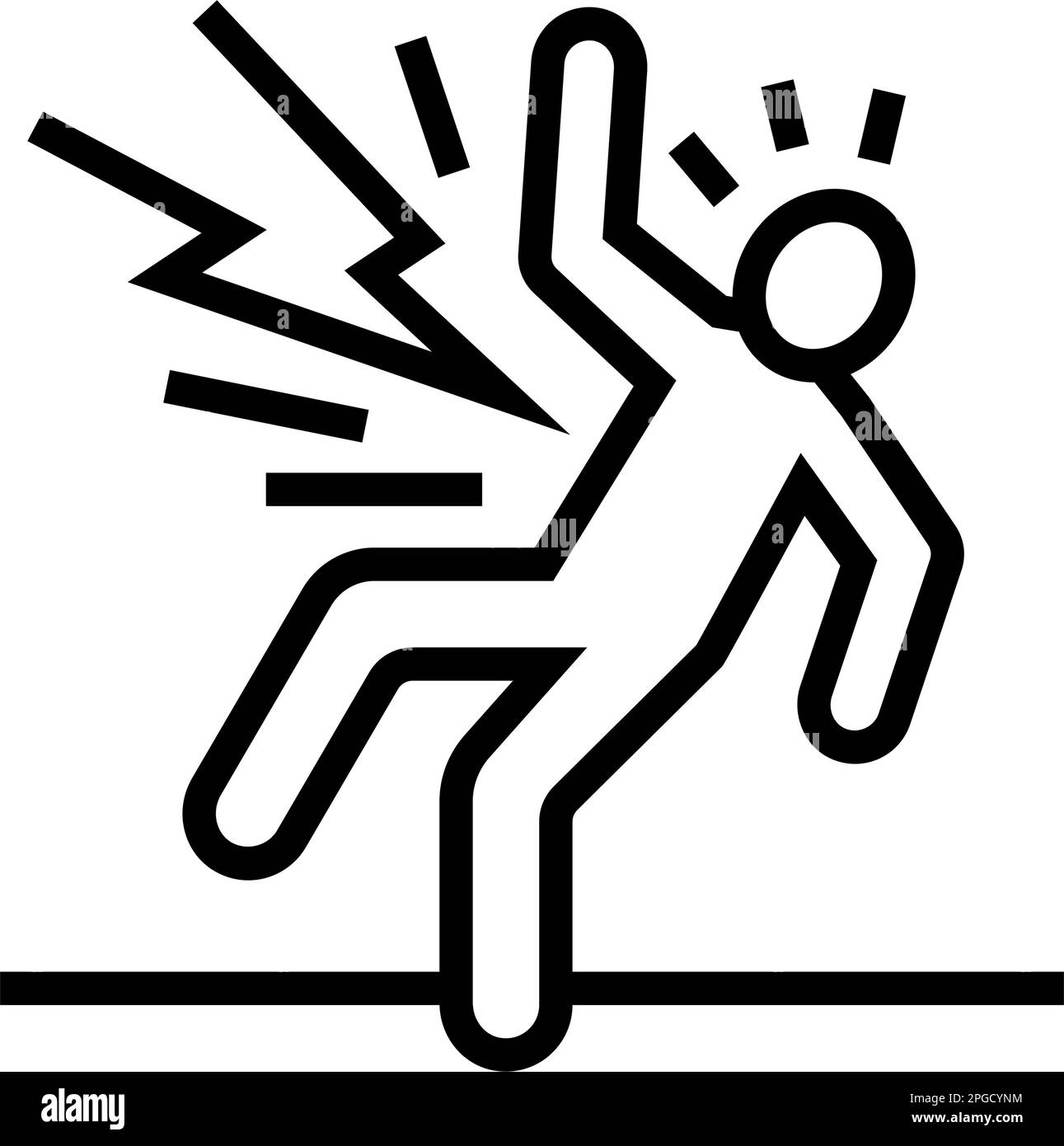 lightning strike man accident line icon vector illustration Stock ...