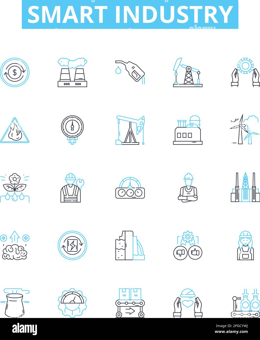 Smart Industry Vector Line Icons Set Industry 40 Digitalization Ai Automation Iot Big Data