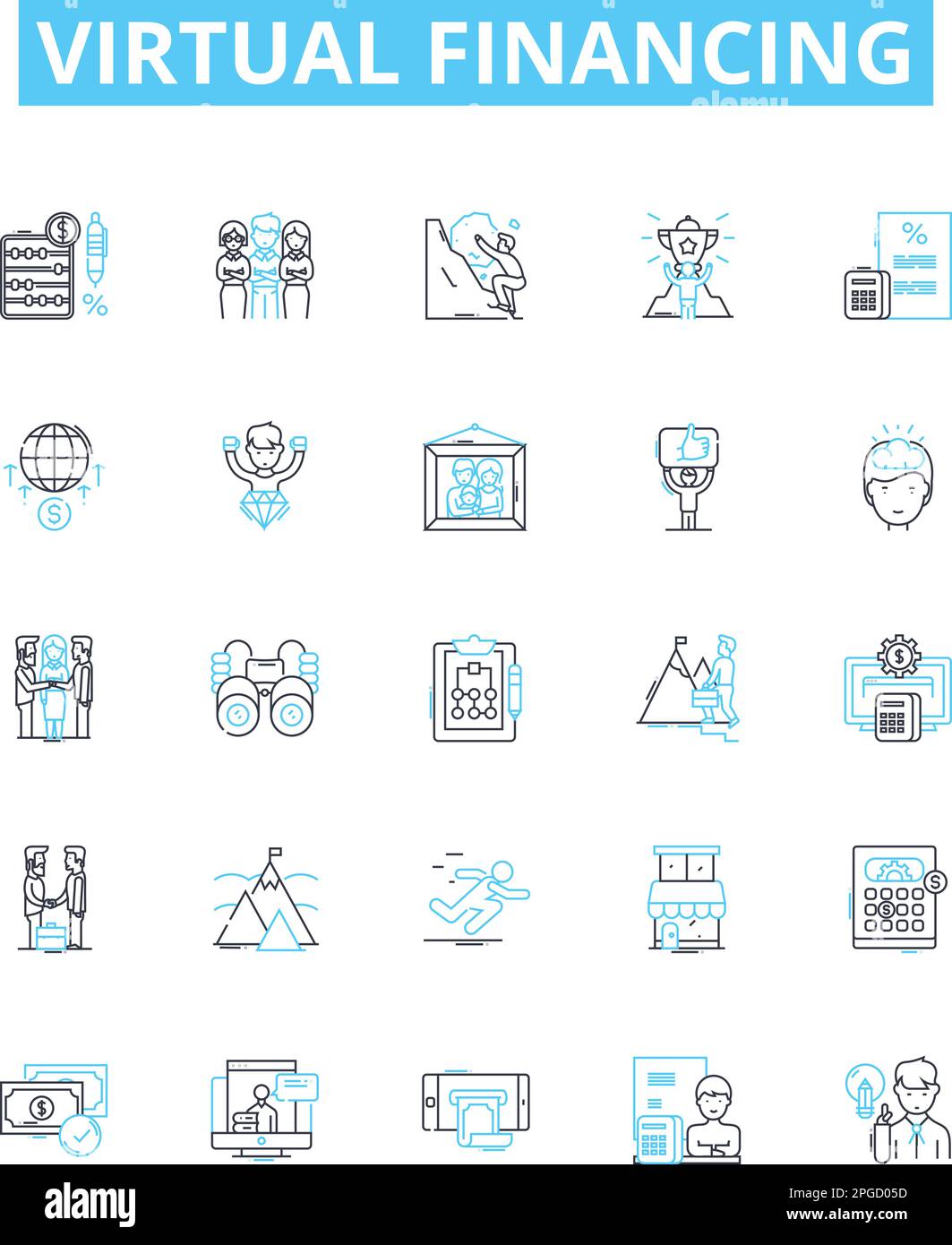 Virtual financing vector line icons set. Virtual, Financing, Money ...