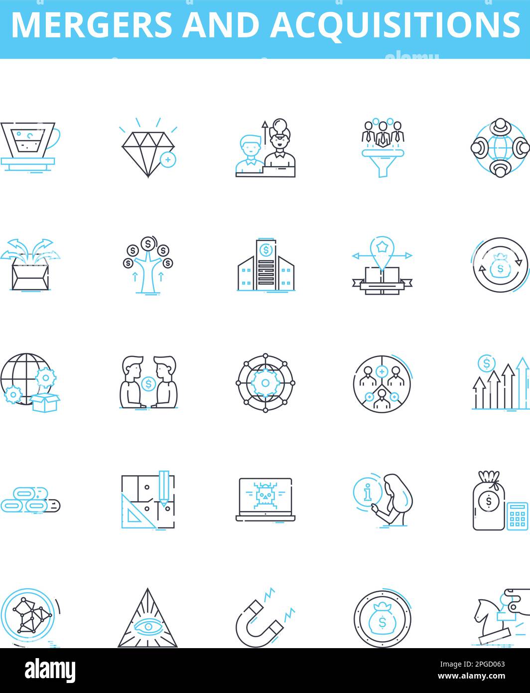 Mergers and acquisitions vector line icons set. Mergers, Acquisitions ...