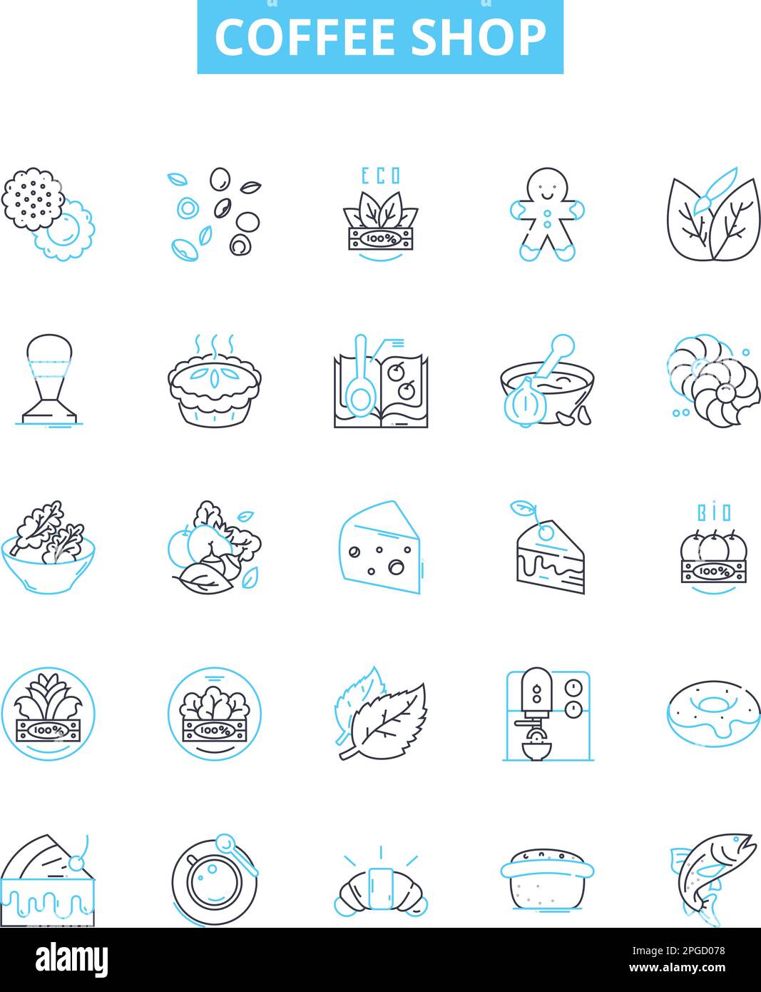 Coffee shop vector line icons set. Cafe, Coffeehouse, Espresso, Latte, Cappuccino, Mocha ...