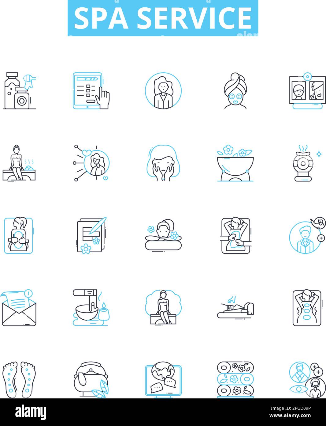 Spa service vector line icons set. Spa, Massage, Facial, Manicure ...