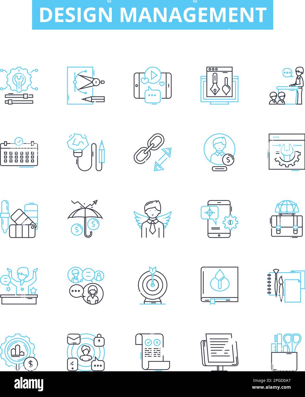 Design Management Vector Line Icons Set Design Management Planning Strategy Innovation