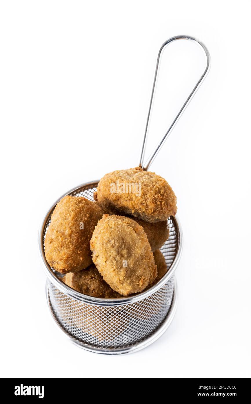 Traditional spanish fried croquettes isolated on white background Stock ...