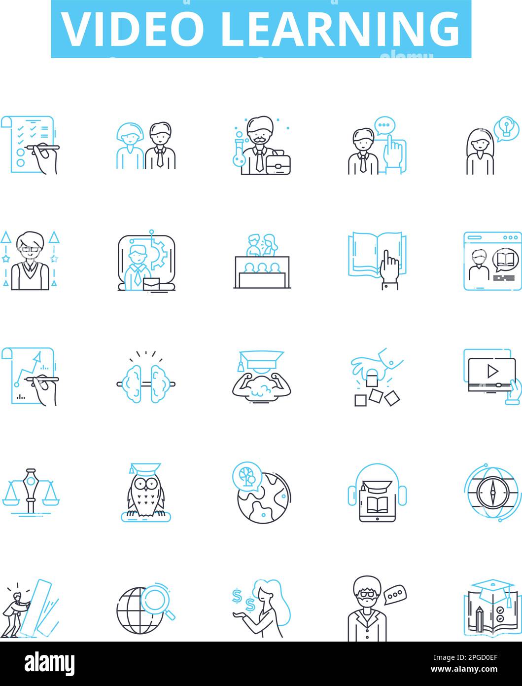Video learning vector line icons set. Video, Learning, Course, Tutorial ...