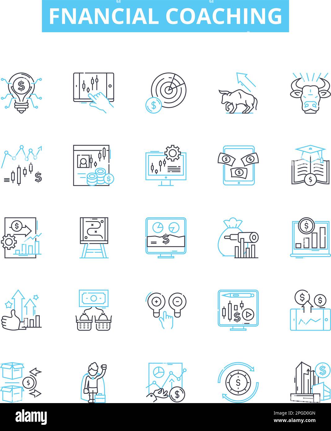 Fnancial coaching vector line icons set. Financial, Coaching, Budgeting ...