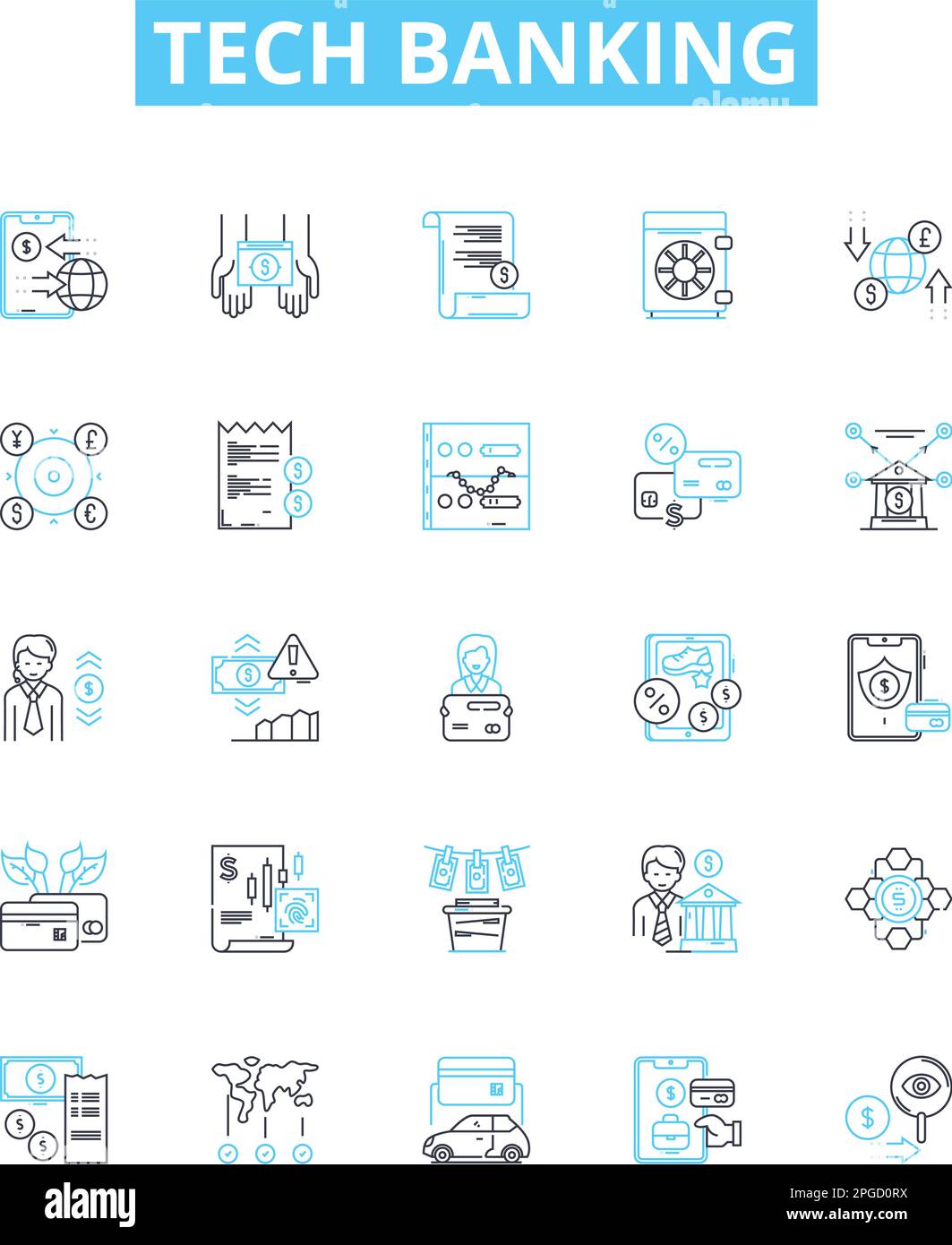 Tech Banking Vector Line Icons Set Tech Banking Online Mobile