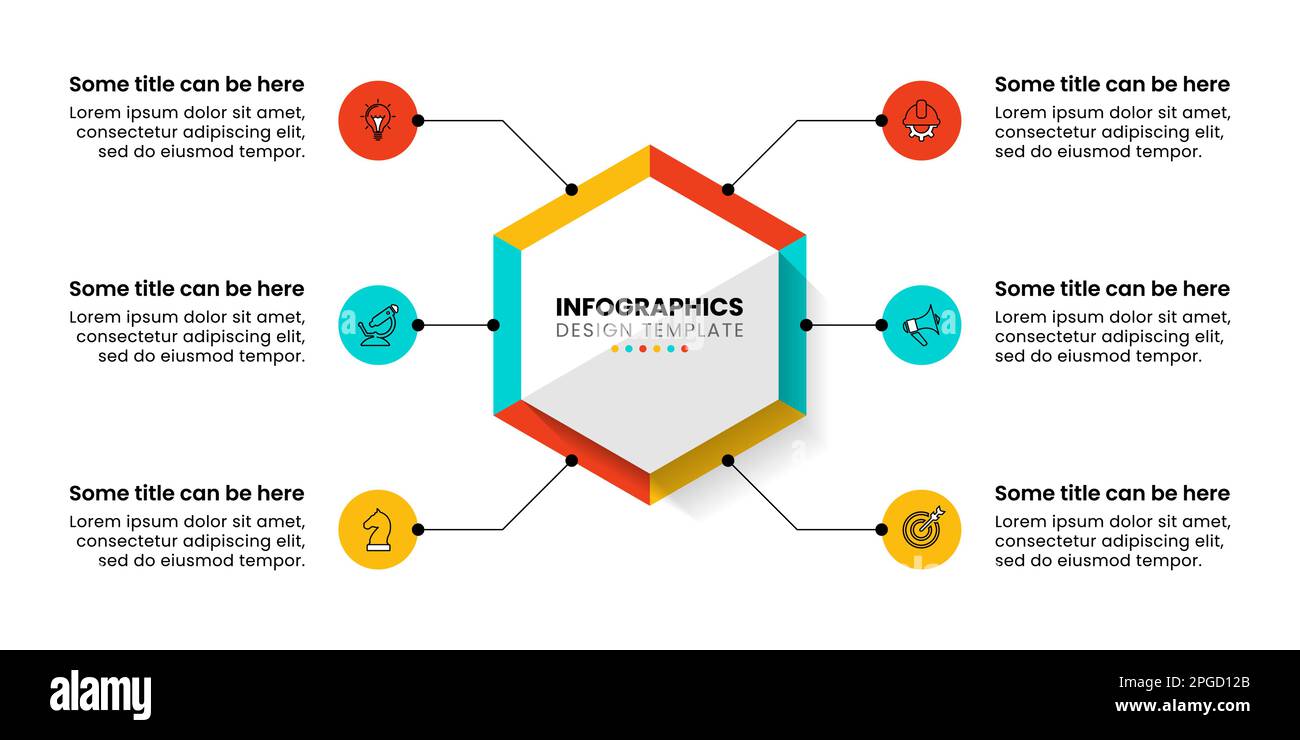 Infographic template with icons and 6 options or steps. Hexagon. Can be ...