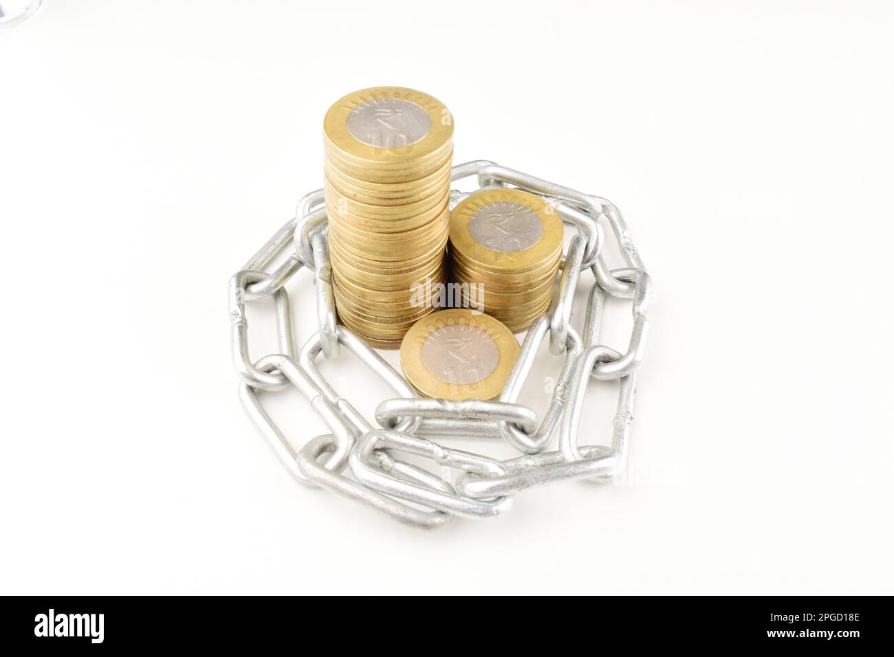 Indian money security concept, secured money isolated on white ...