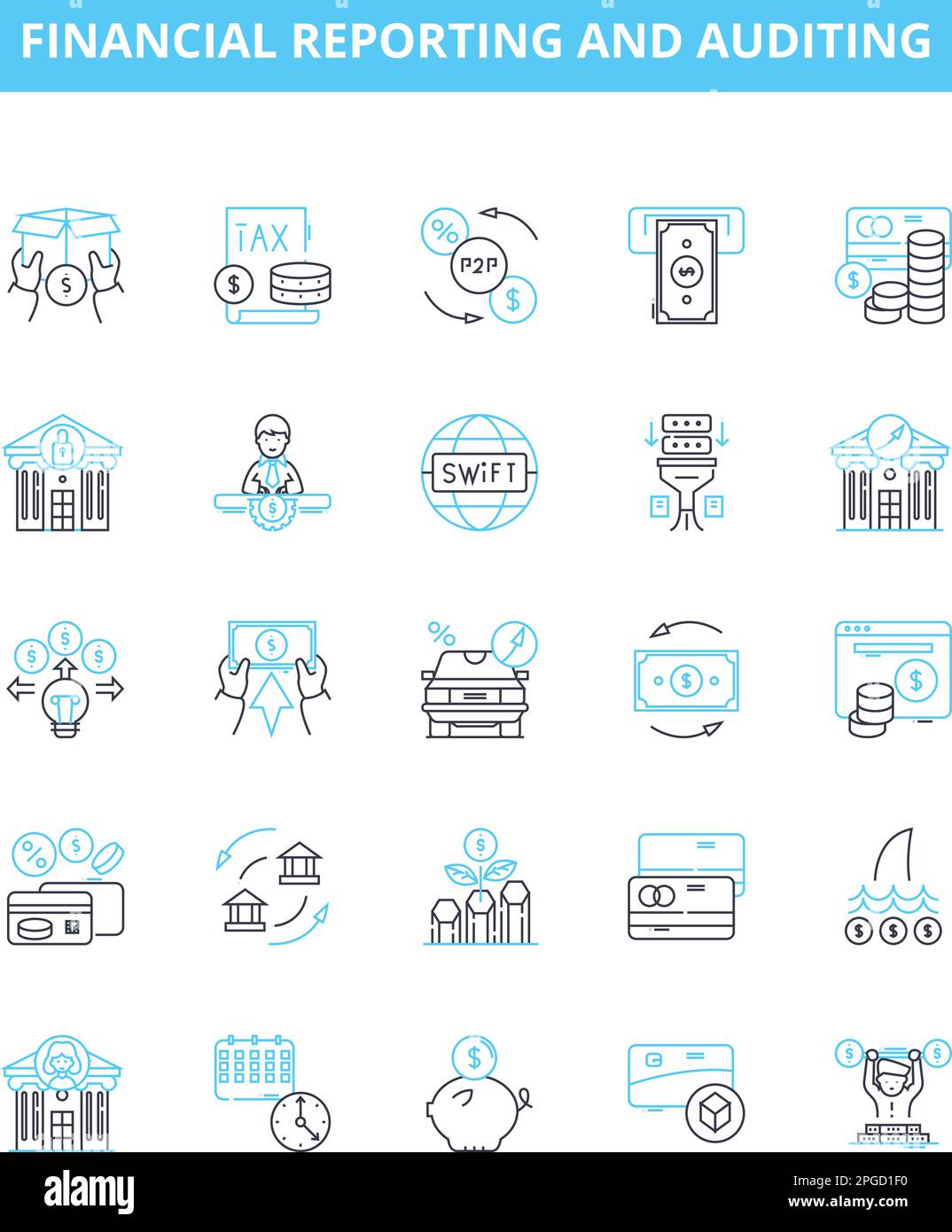Financial reporting and auditing vector line icons set. Auditing, Finance, Reporting, Financial ...