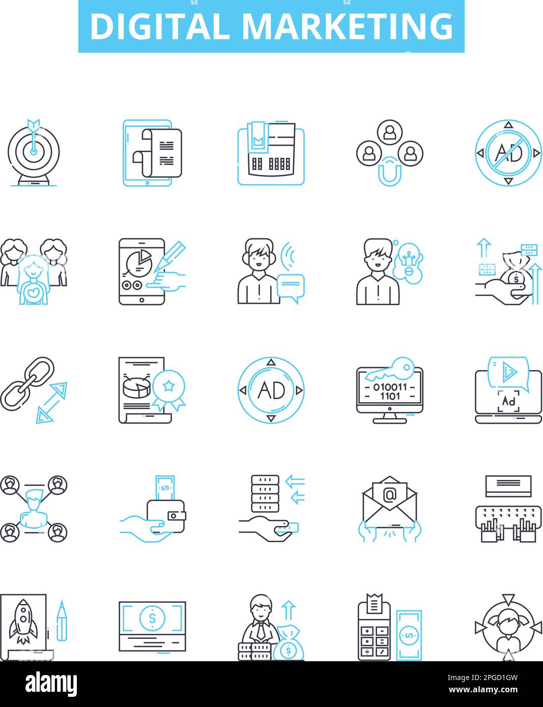 Digital marketing vector line icons set. Digital, Marketing, SEO, PPC, Analytics, Social, Media ...