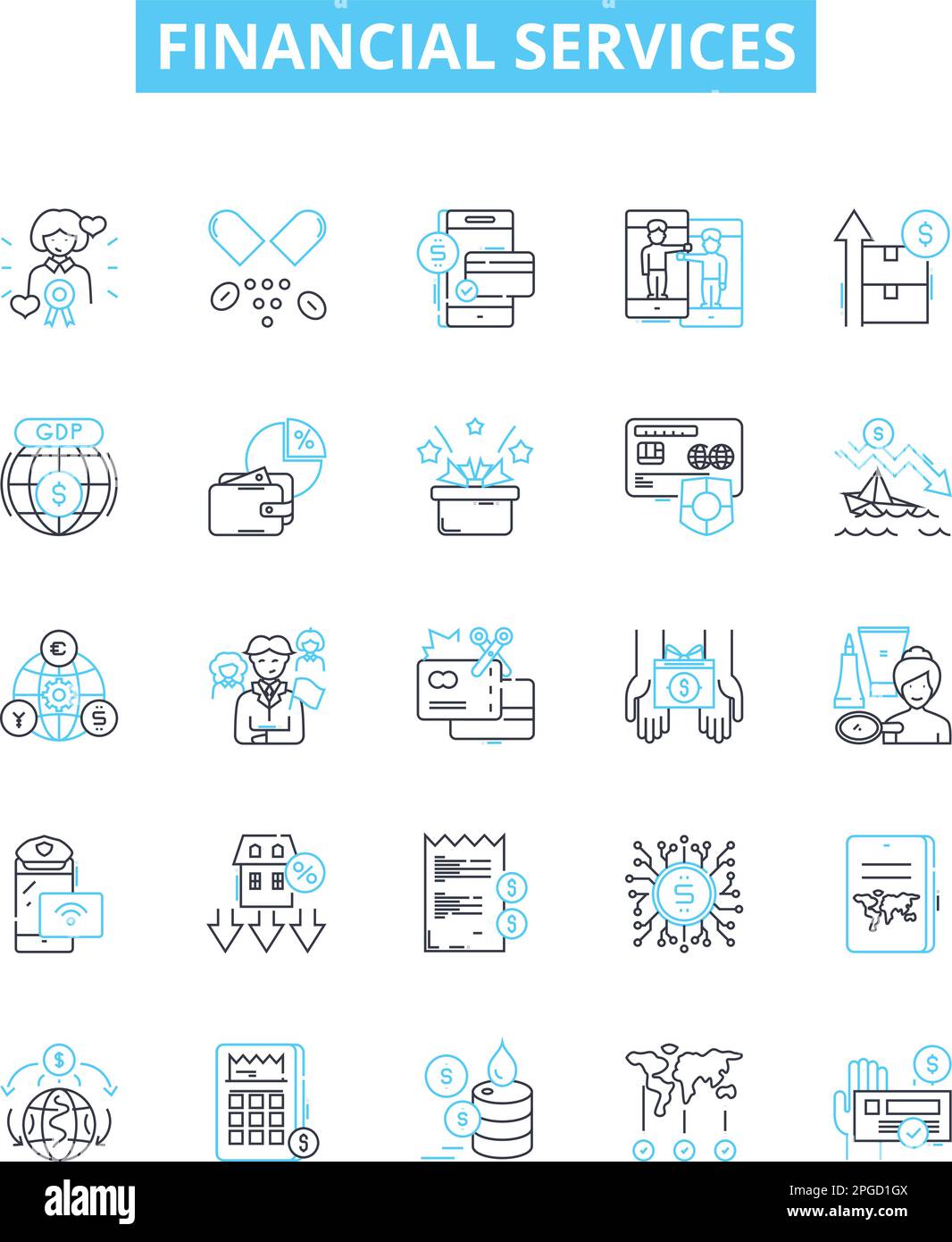 Financial services vector line icons set. Finance, Banking, Payments ...