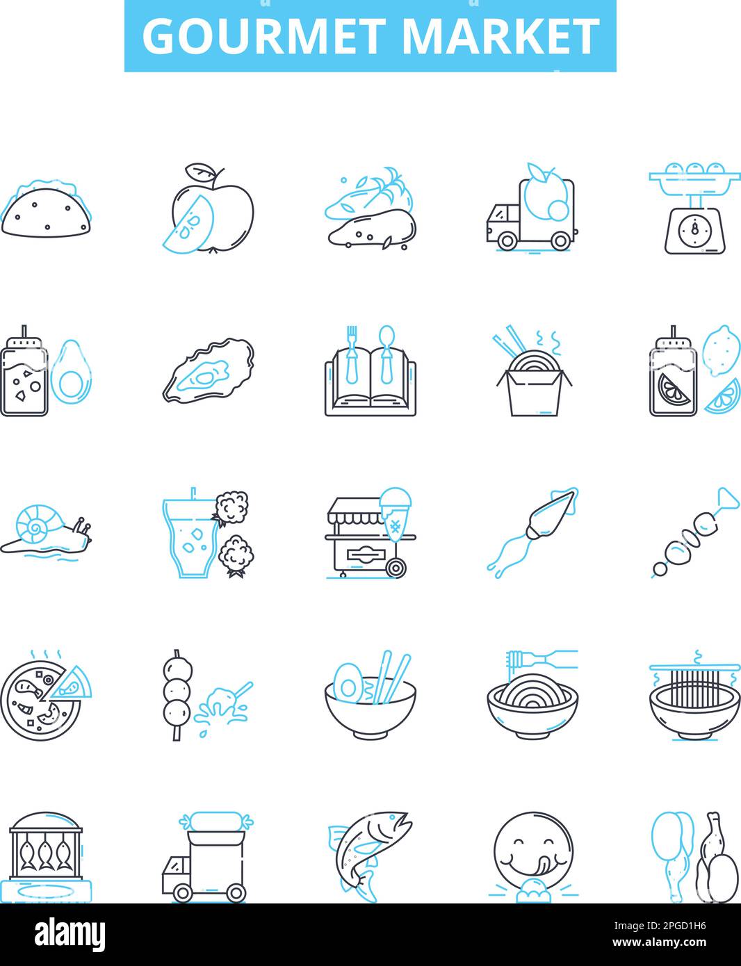 Gourmet market vector line icons set. Gourmet, Market, Delicatessen ...