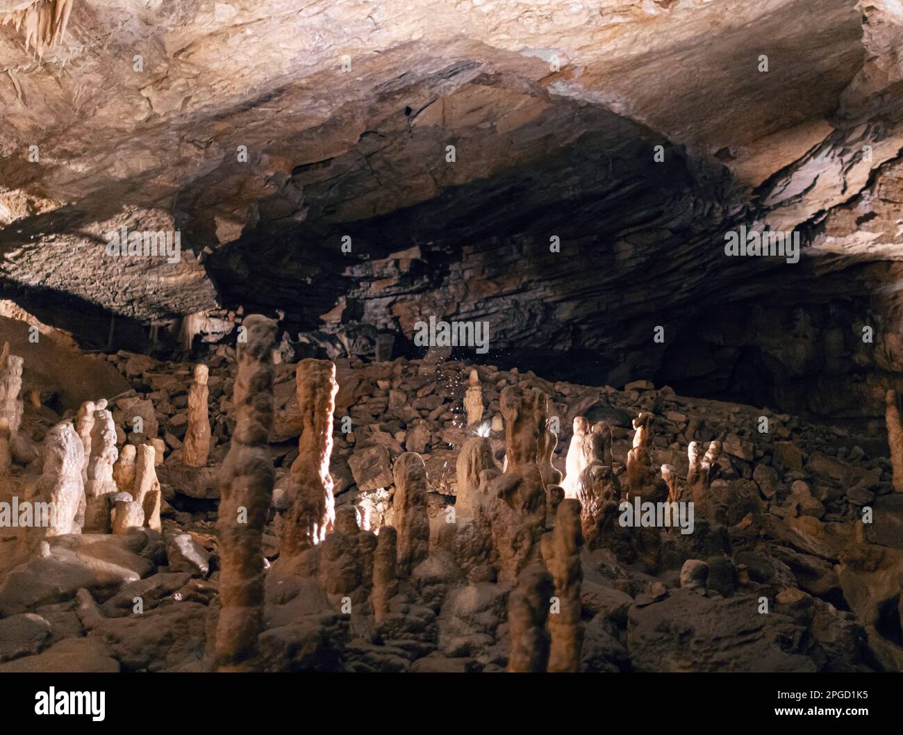 Close up of many stalagmite. Inside cave scene Stock Photo - Alamy