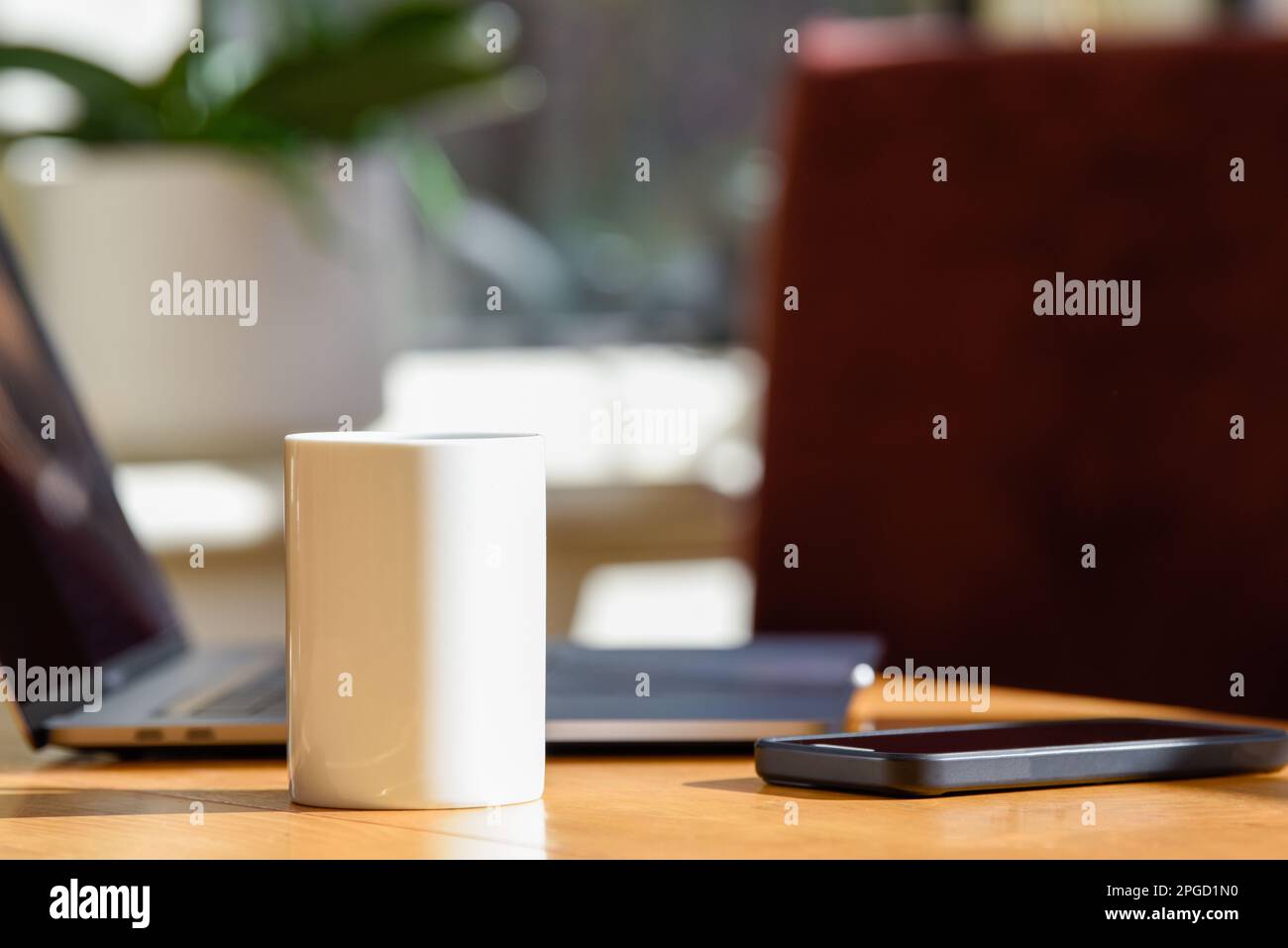 Remote working area with laptop setup to work from home Stock Photo - Alamy