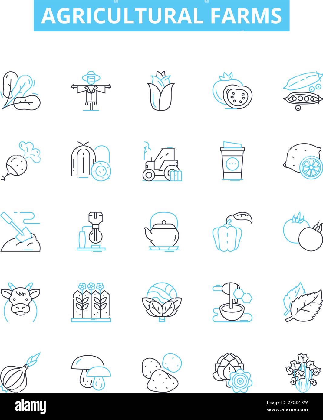 Agricultural farms vector line icons set. Farms, Agriculture, Crops ...