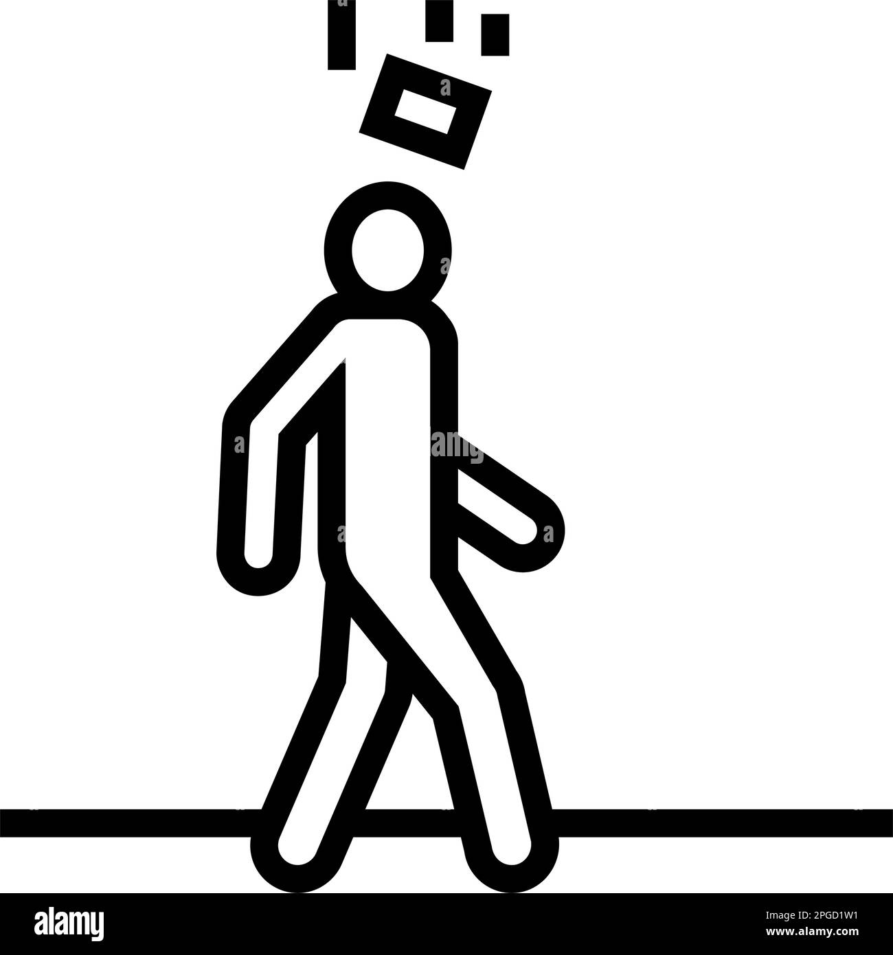 falling brick man head line icon vector illustration Stock Vector Image ...