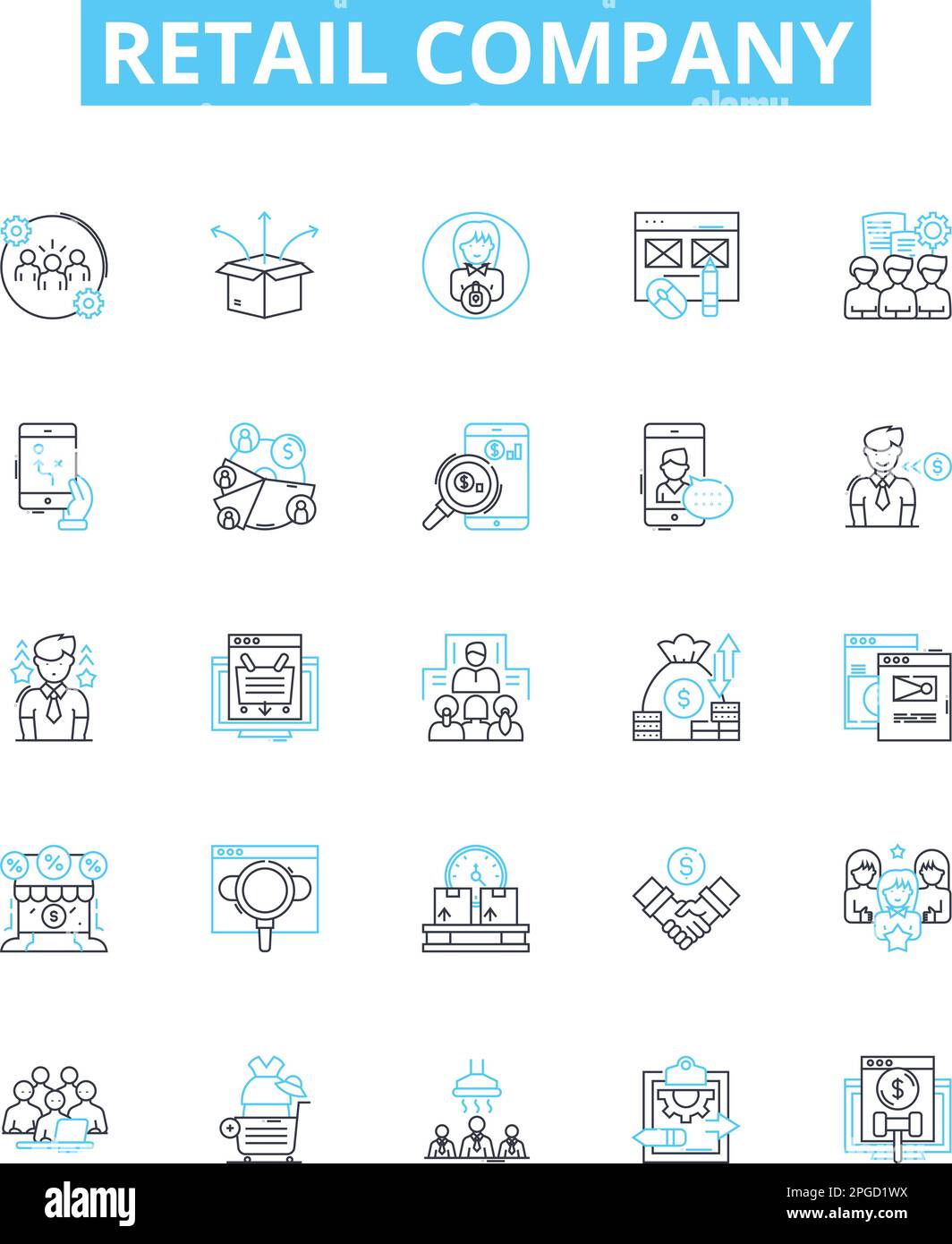 Retail company vector line icons set. Retailer, Store, Marketplace ... Retail company vector line icons set. Retailer, Store, Marketplace ...
