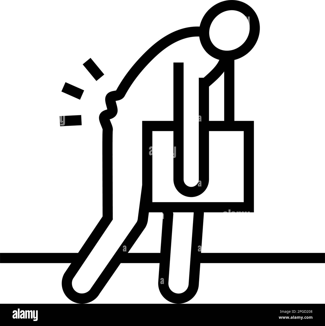 back hurts man sprain line icon vector illustration Stock Vector Image ...