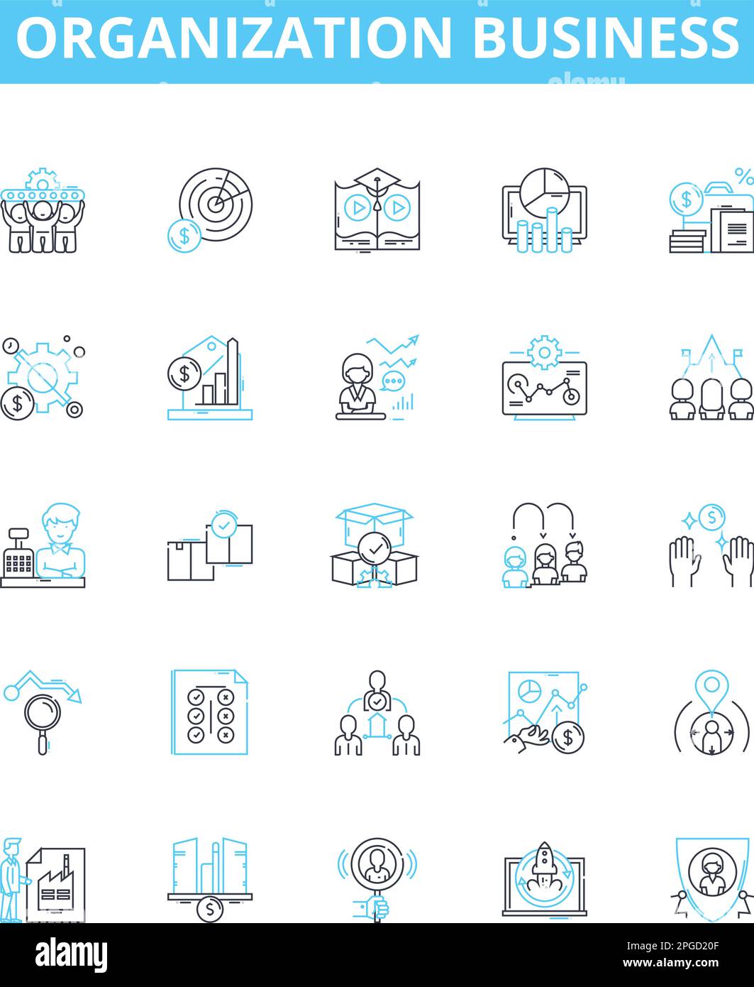 Organization business vector line icons set. Company, Management ...