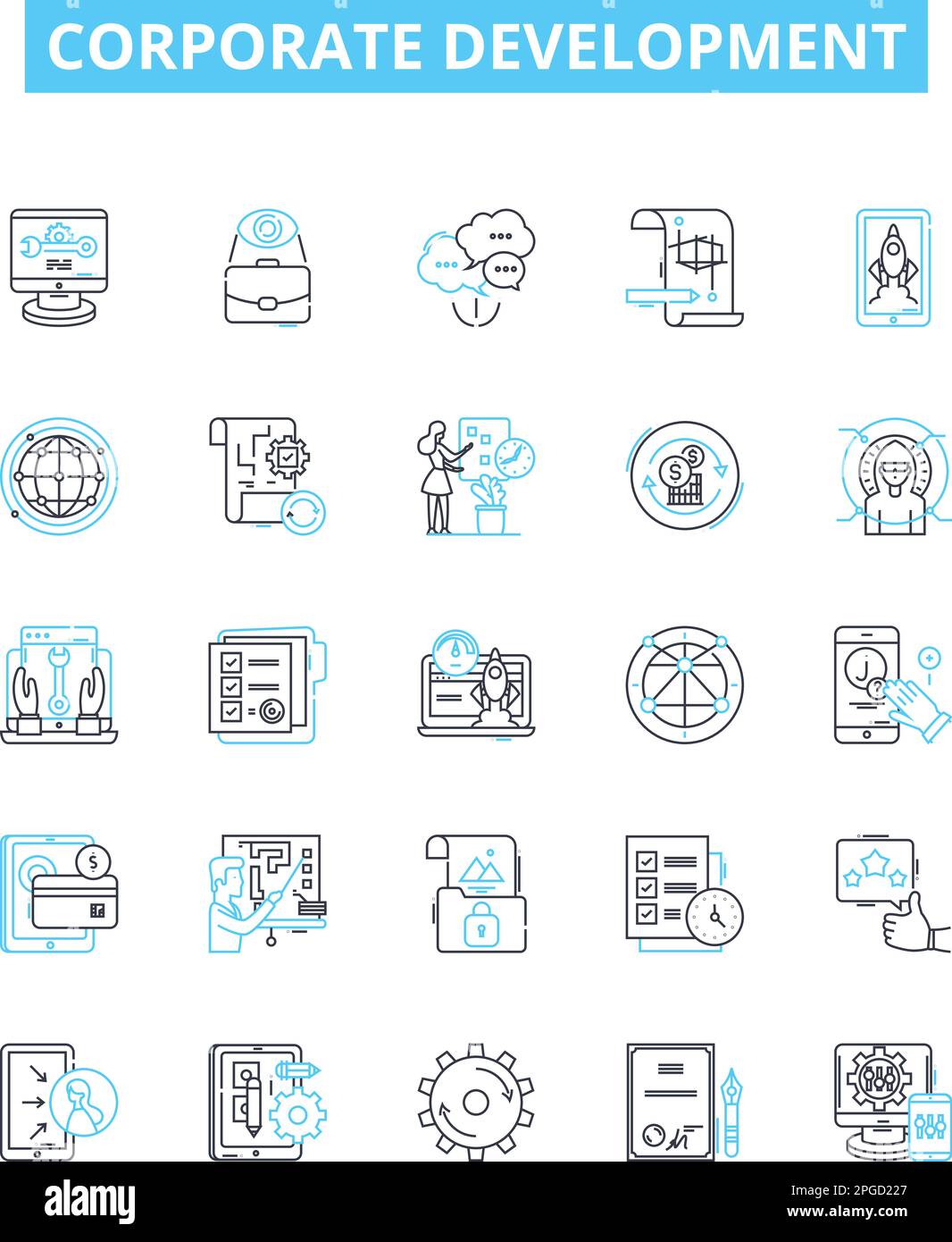 Corporate development vector line icons set. Corporate, development ... Corporate development vector line icons set. Corporate, development ...