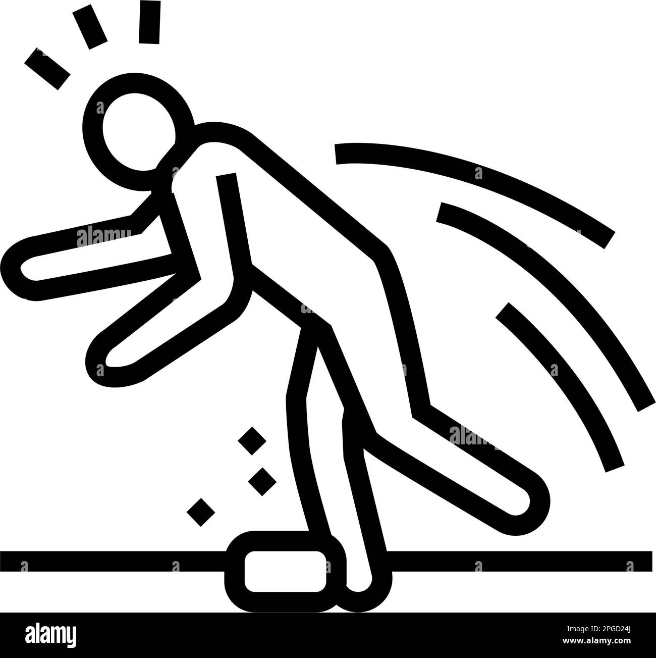tripped fall man accident line icon vector illustration Stock Vector ...