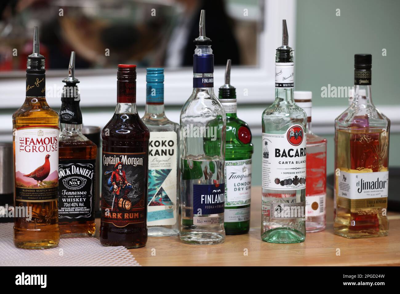 A selection of alcoholic drinks pictured in a hotel bar in Brighton ...