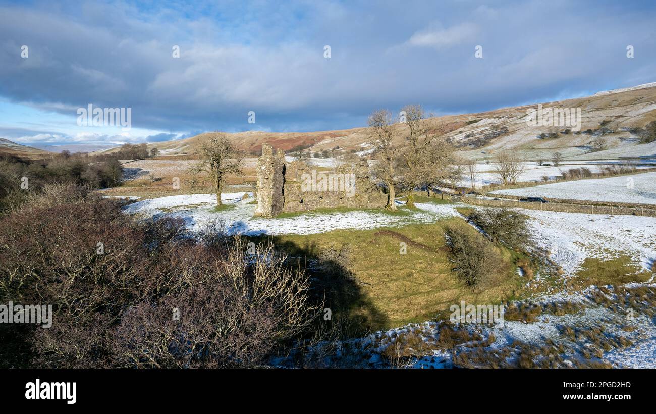 Pendragon Castle in winter, reputed home of Uther Pendragon, father to ...