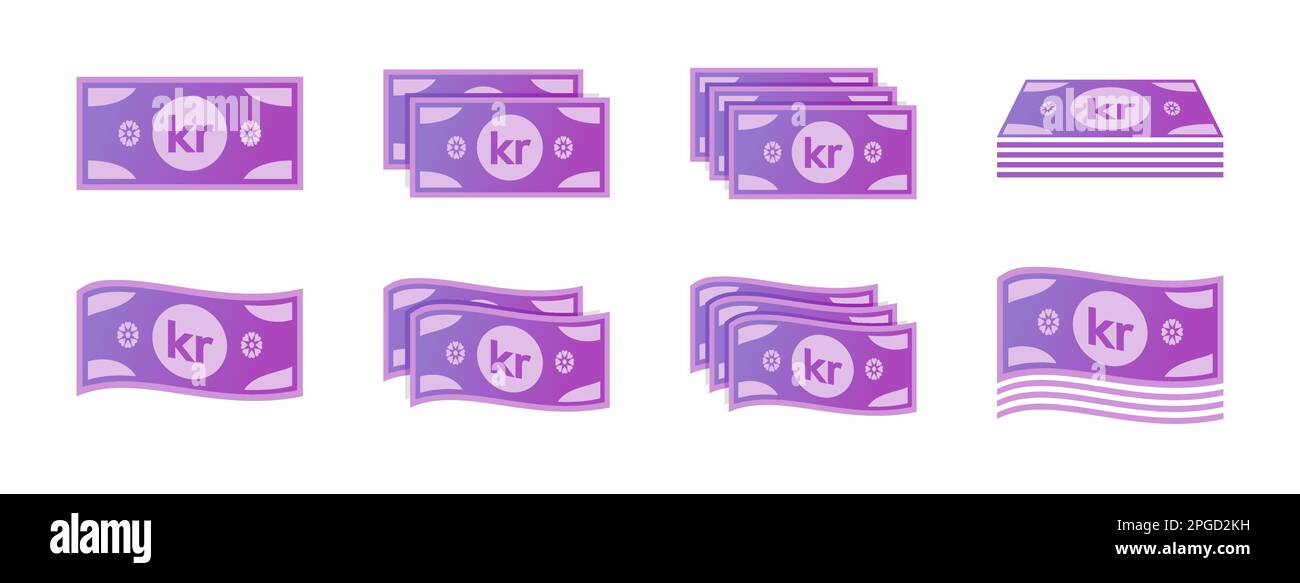 Norwegian Krone Banknote Icon Set Stock Vector Image & Art - Alamy
