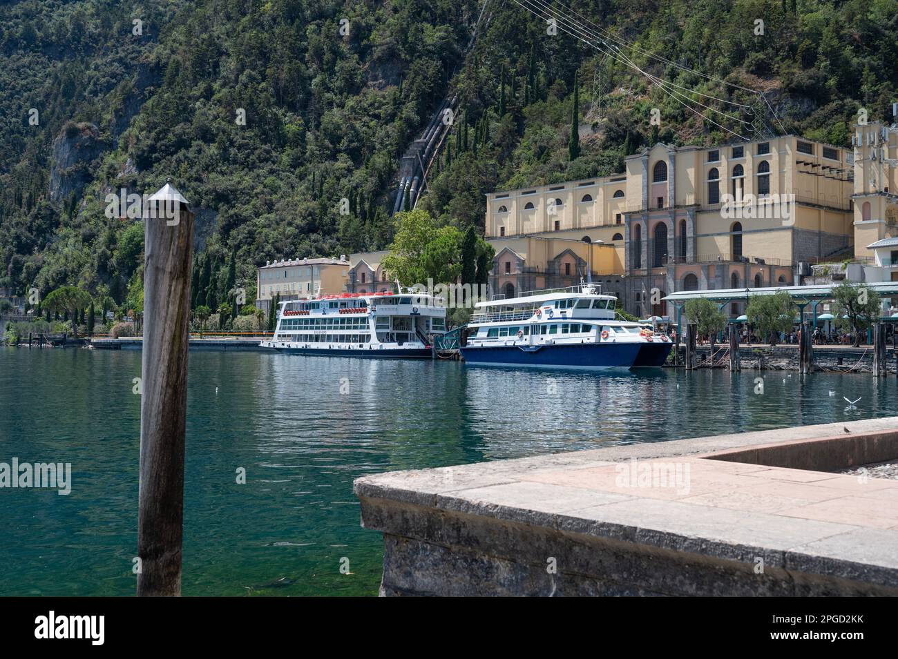 The waterfront in the town of Riva on Lake Garda in Italy Stock Photo ...