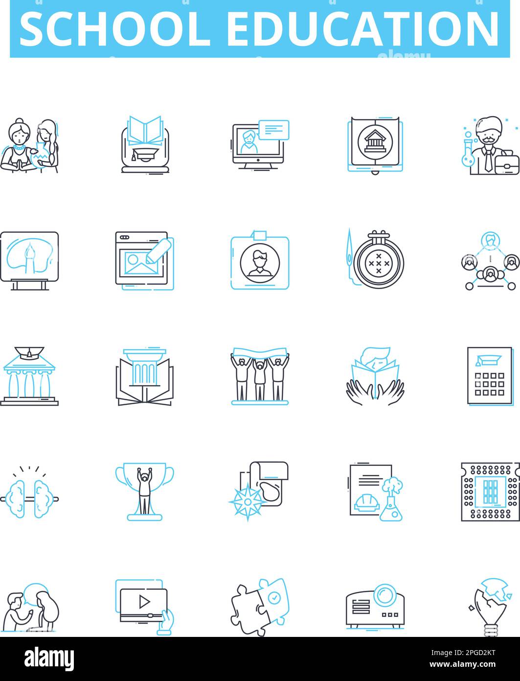 School education vector line icons set. School, Education, Learning ...