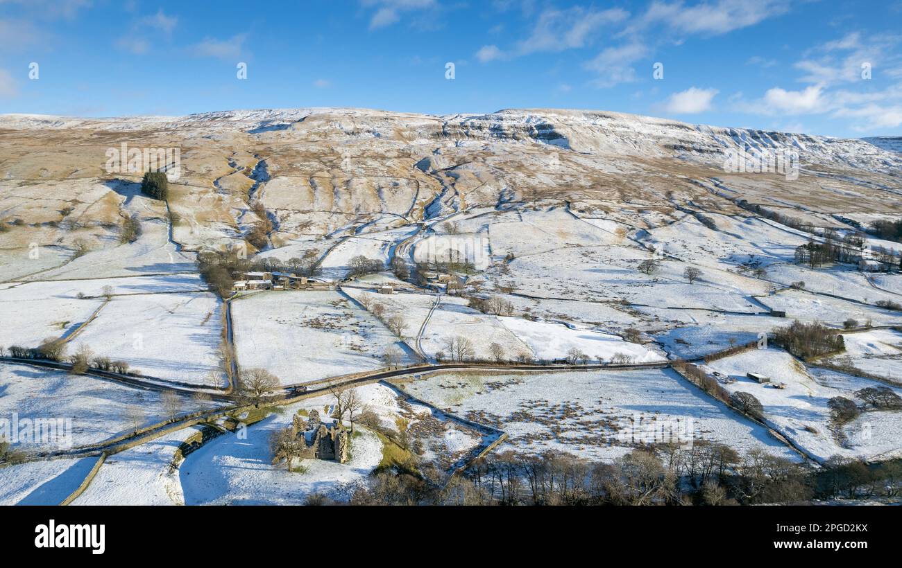 Pendragon Castle in winter, reputed home of Uther Pendragon, father to ...