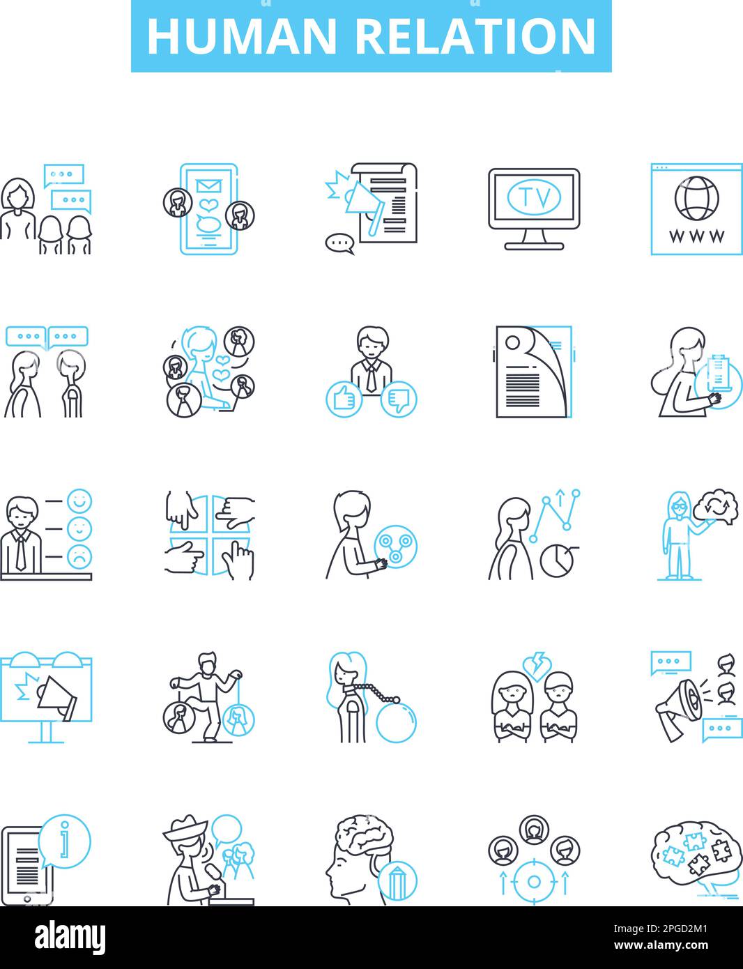 Human relation vector line icons set. Relationship, Interaction ...