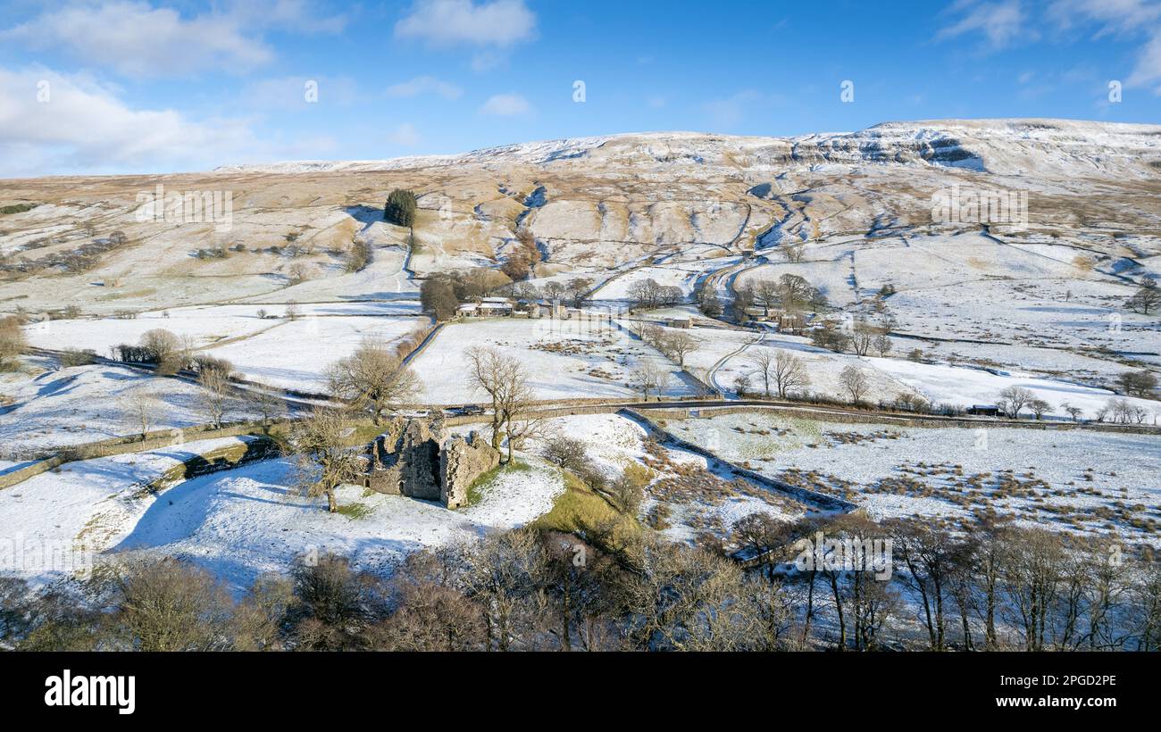 Pendragon Castle in winter, reputed home of Uther Pendragon, father to ...
