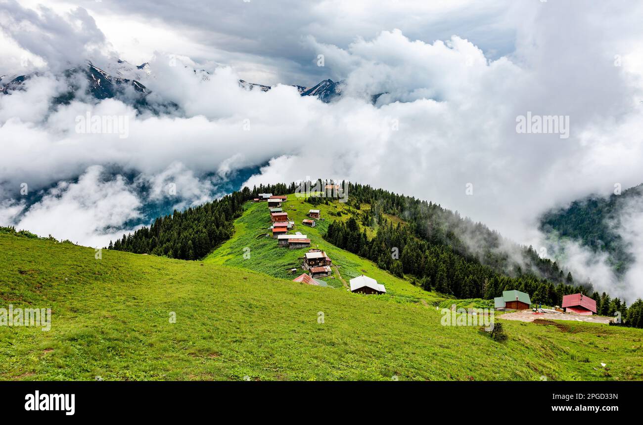 POKUT PLATEAU panoramic view with Kackar Mountains. This plateau ...