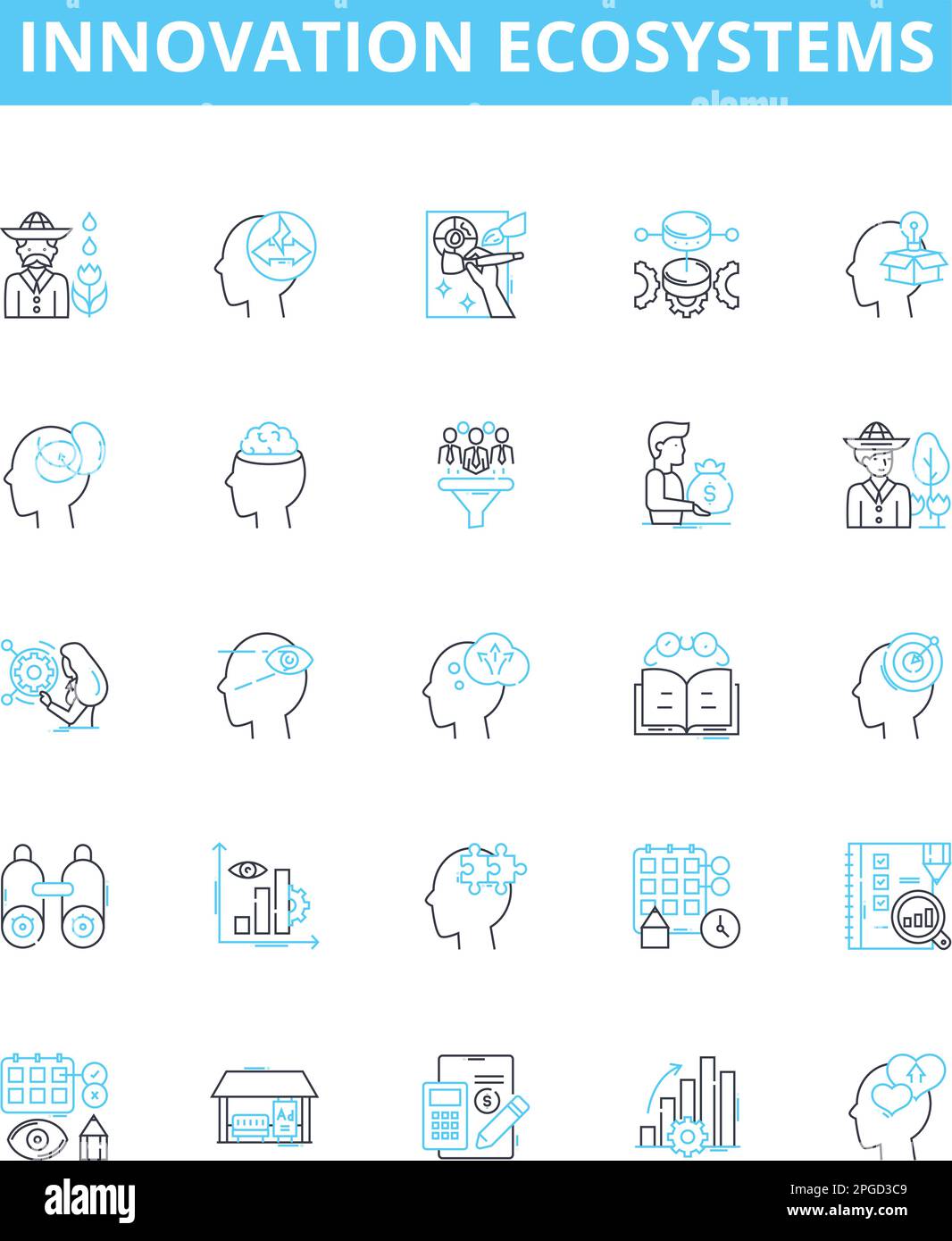 Innovation ecosystems vector line icons set. Ecosystem, Innovation ...
