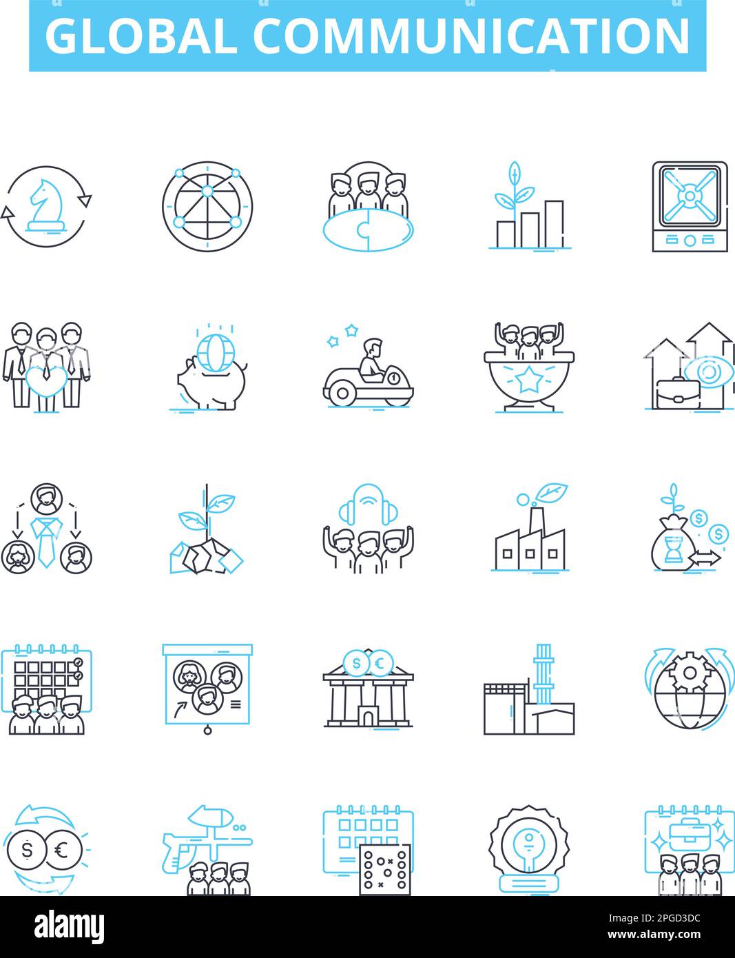Global communication vector line icons set. Interconnectivity, Worldwide, Technology, Networking ...