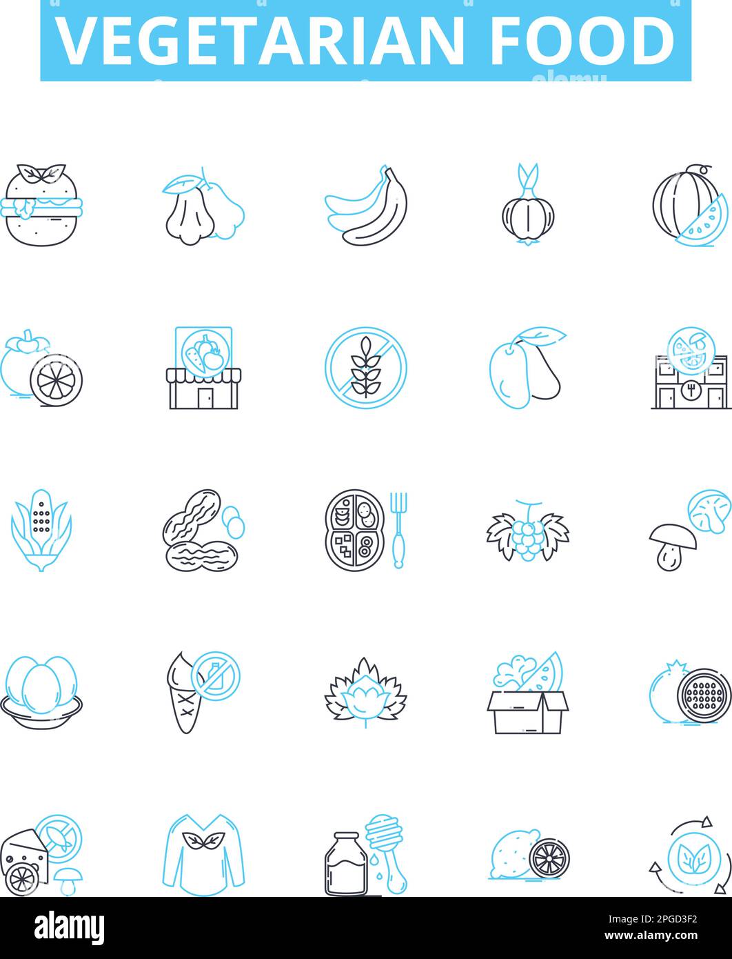 Vegetarian food vector line icons set. Vegetables, Beans, Lentils, Tofu ...