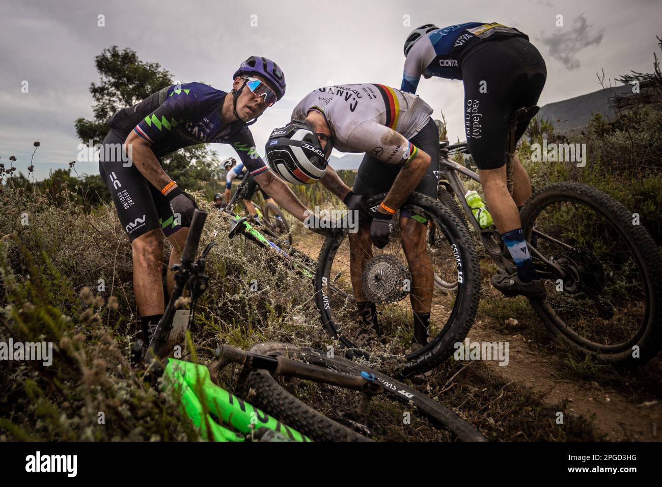 German cyclist Andreas Seewald and Czech Martin Stosek (left) solve ...