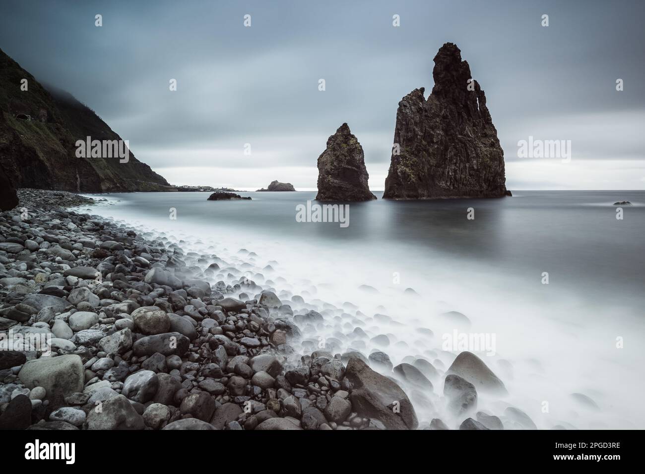 Sea stacks at Ribeira da Janela beach, near Port Moniz, Madeira Island ...