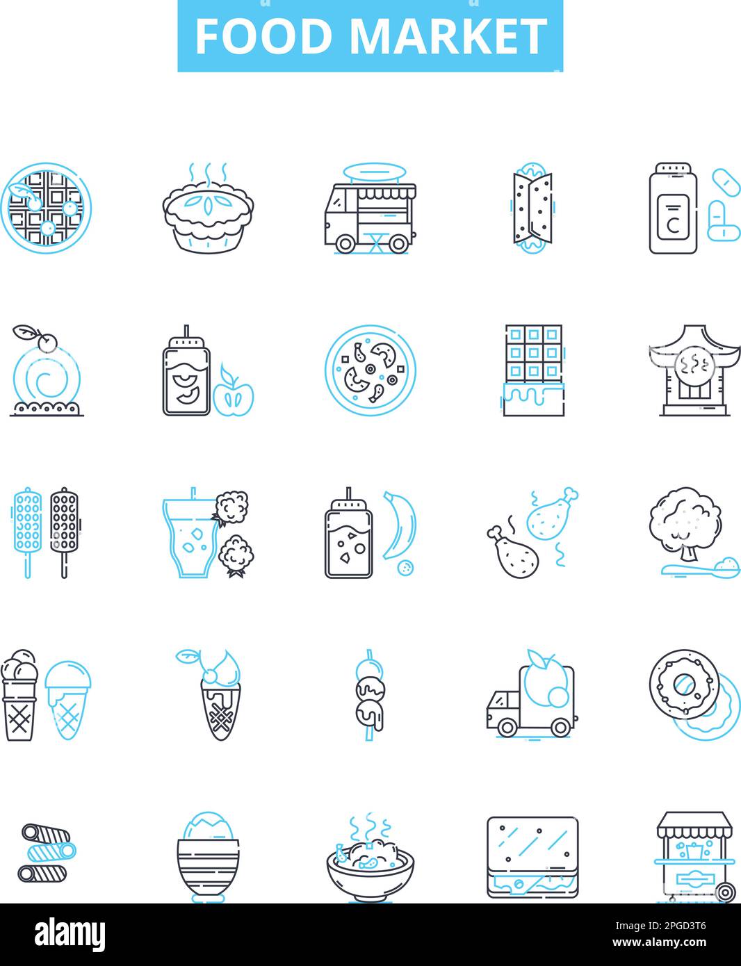 Food market vector line icons set. Food, Market, Grocery, Shopping, Store, Supermarket, Produce ...