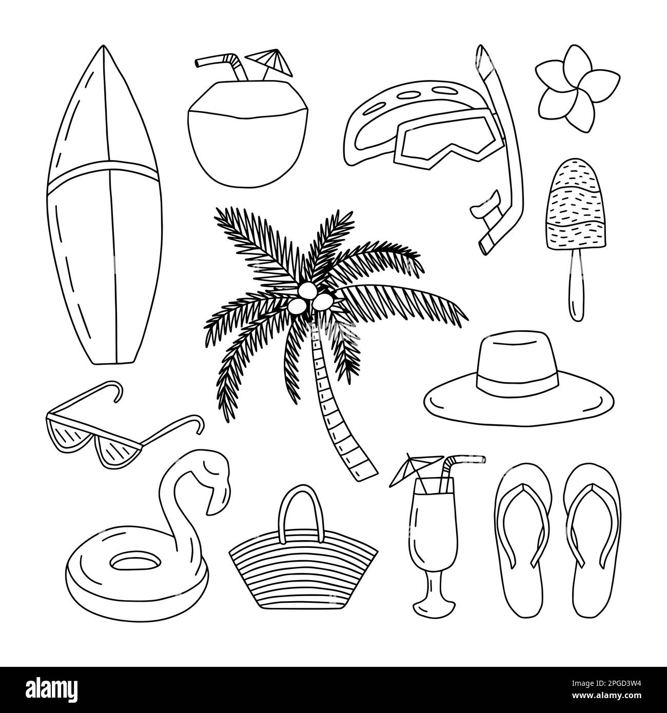 Summer doodle stickers set Stock Vector Image & Art - Alamy
