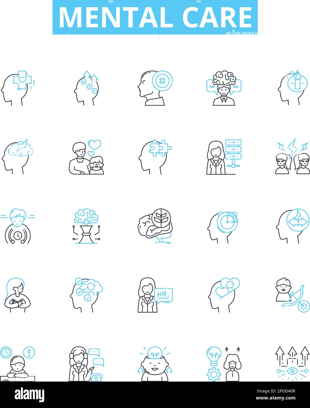 Mental care vector line icons set. Mental, care, therapy, health ...