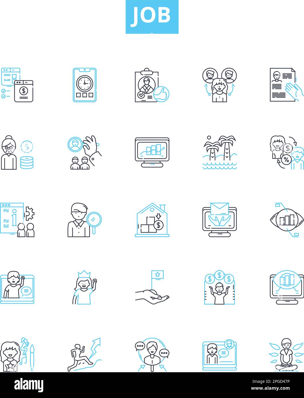 Job vector line icons set. Work, Employment, Profession, Occupation ...