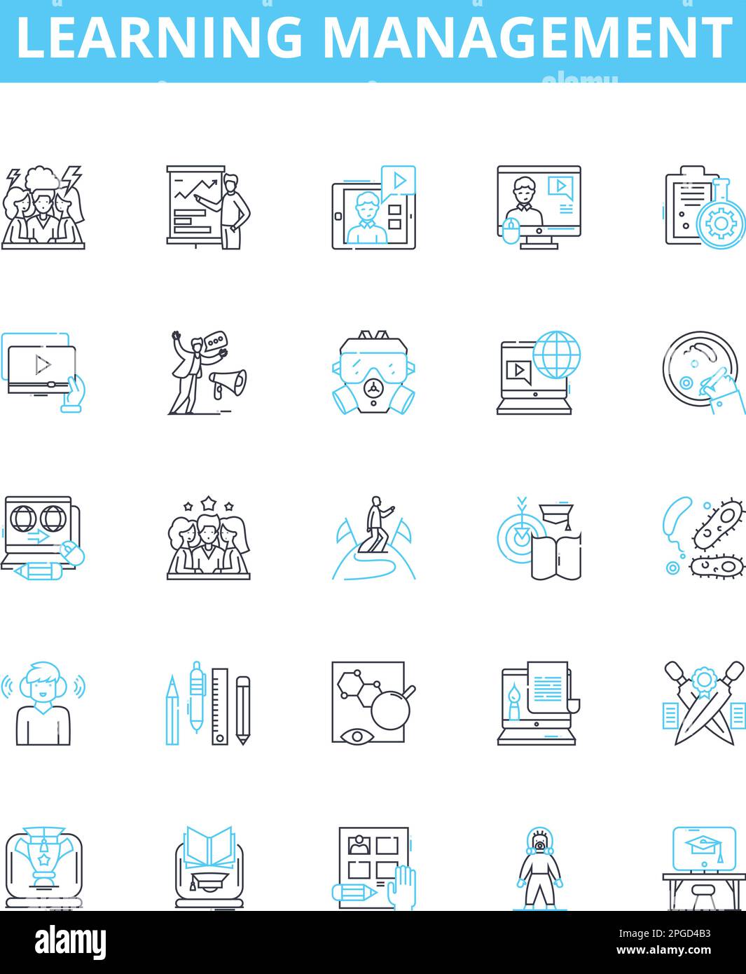 Learning Management Vector Line Icons Set Education Training