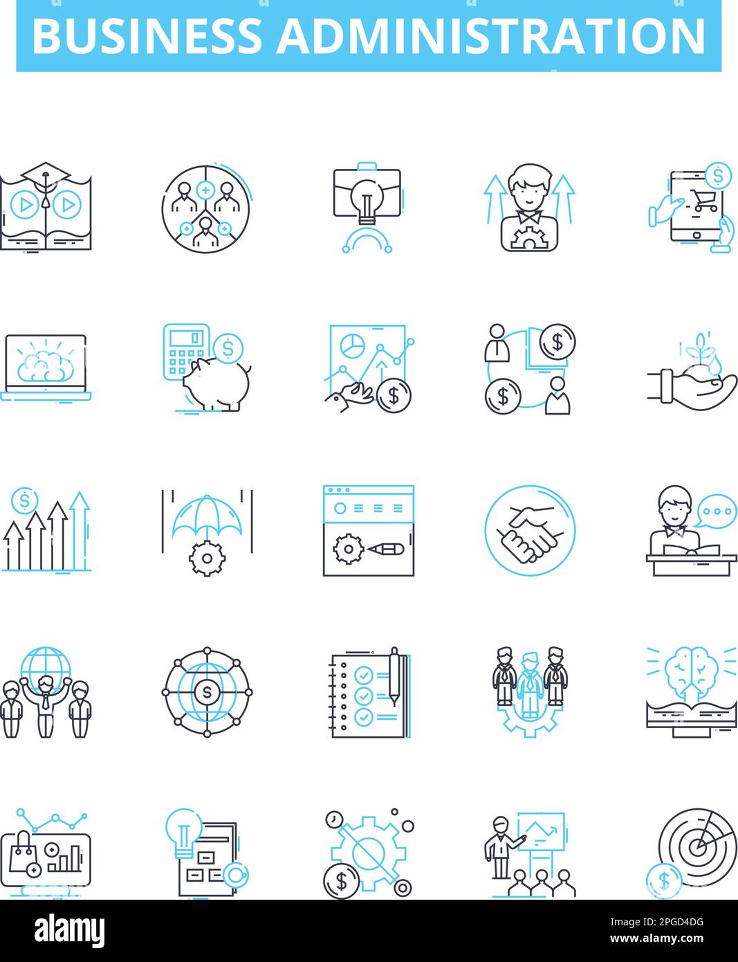 Business administration vector line icons set. Management, Planning ...