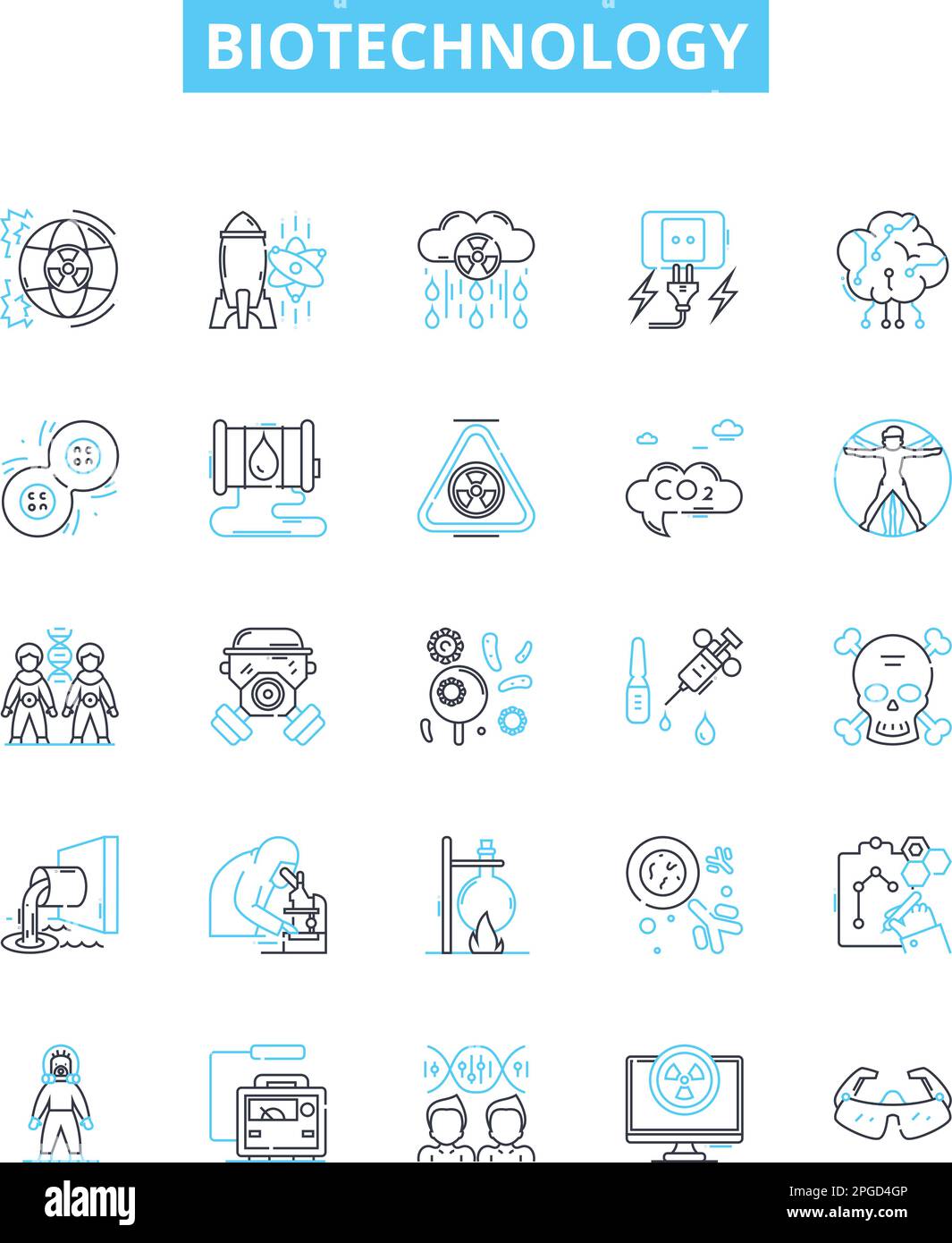 Biotechnology vector line icons set. Biotech, Genetics, Bioengineering ...
